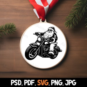 Santa Claus Riding A Motorcycle Silhouette Svg Png Psd Jpg Pdf File ...