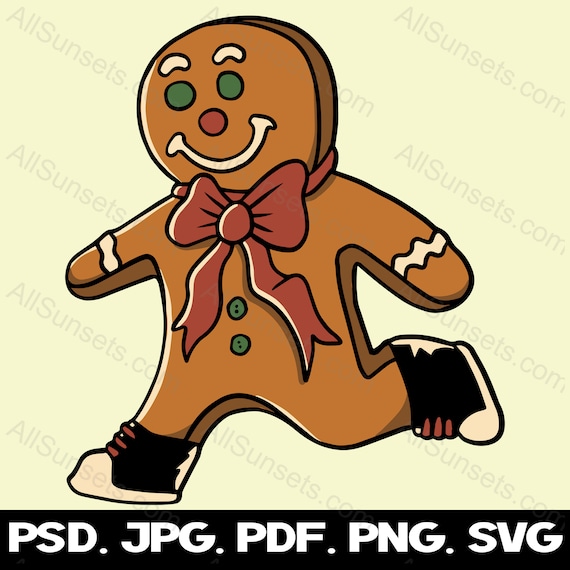 Gingerbread Man Running Clip Art