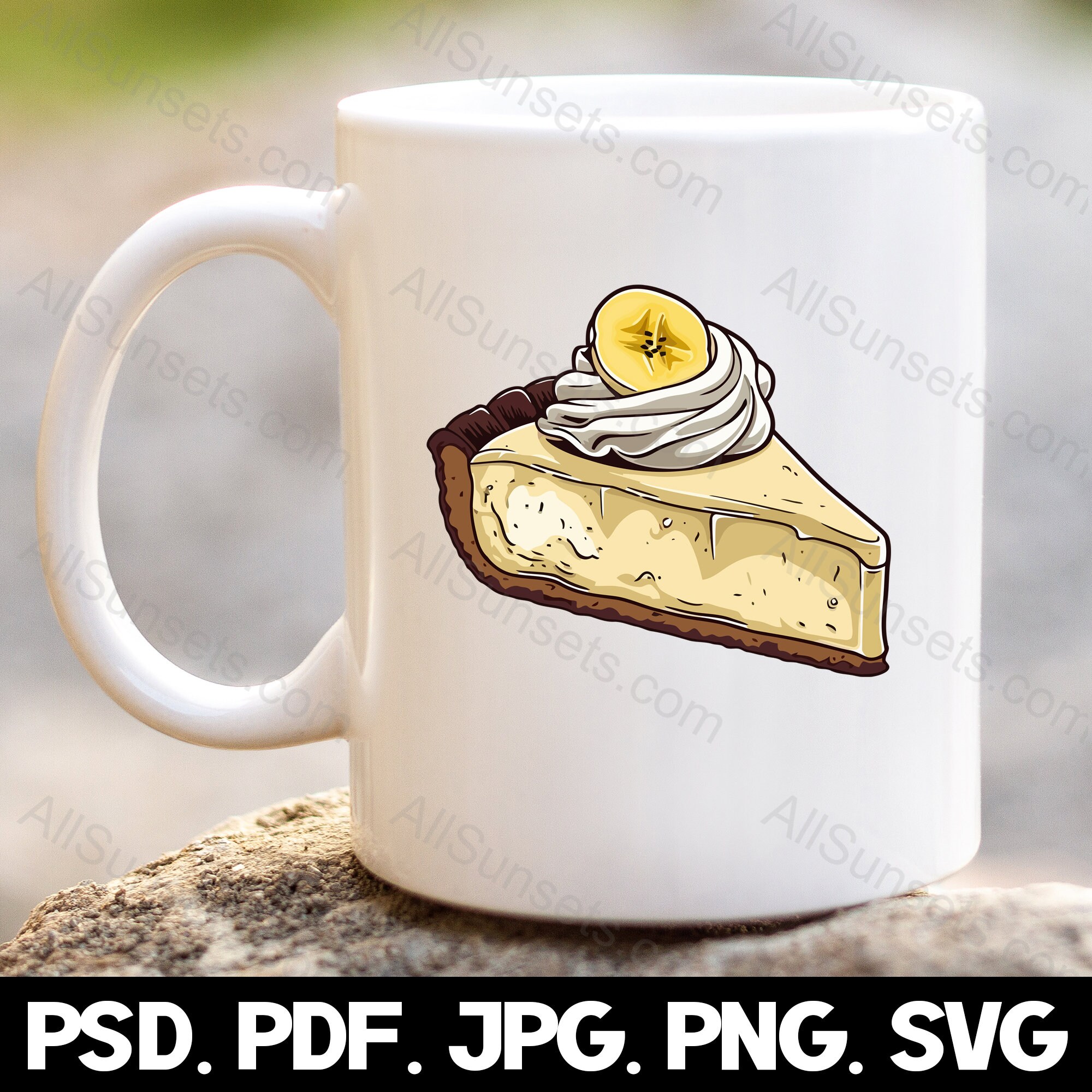 Banana Cheesecake Svg Png Psd Jpg Pdf File Types Slice of Pie - Etsy