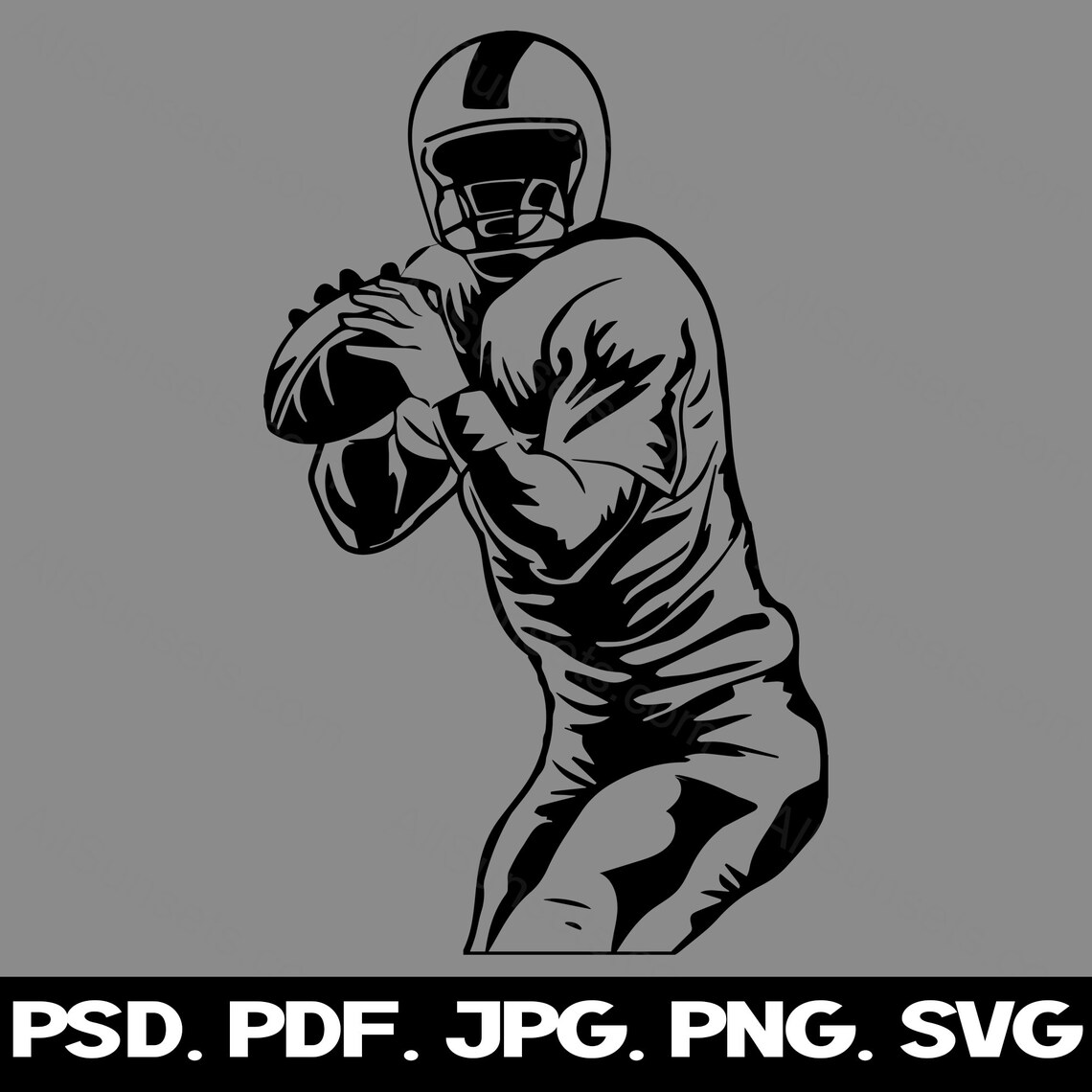 Football Player Svg Male Quarterback Png Jpg Pdf Psd File Types Passing ...