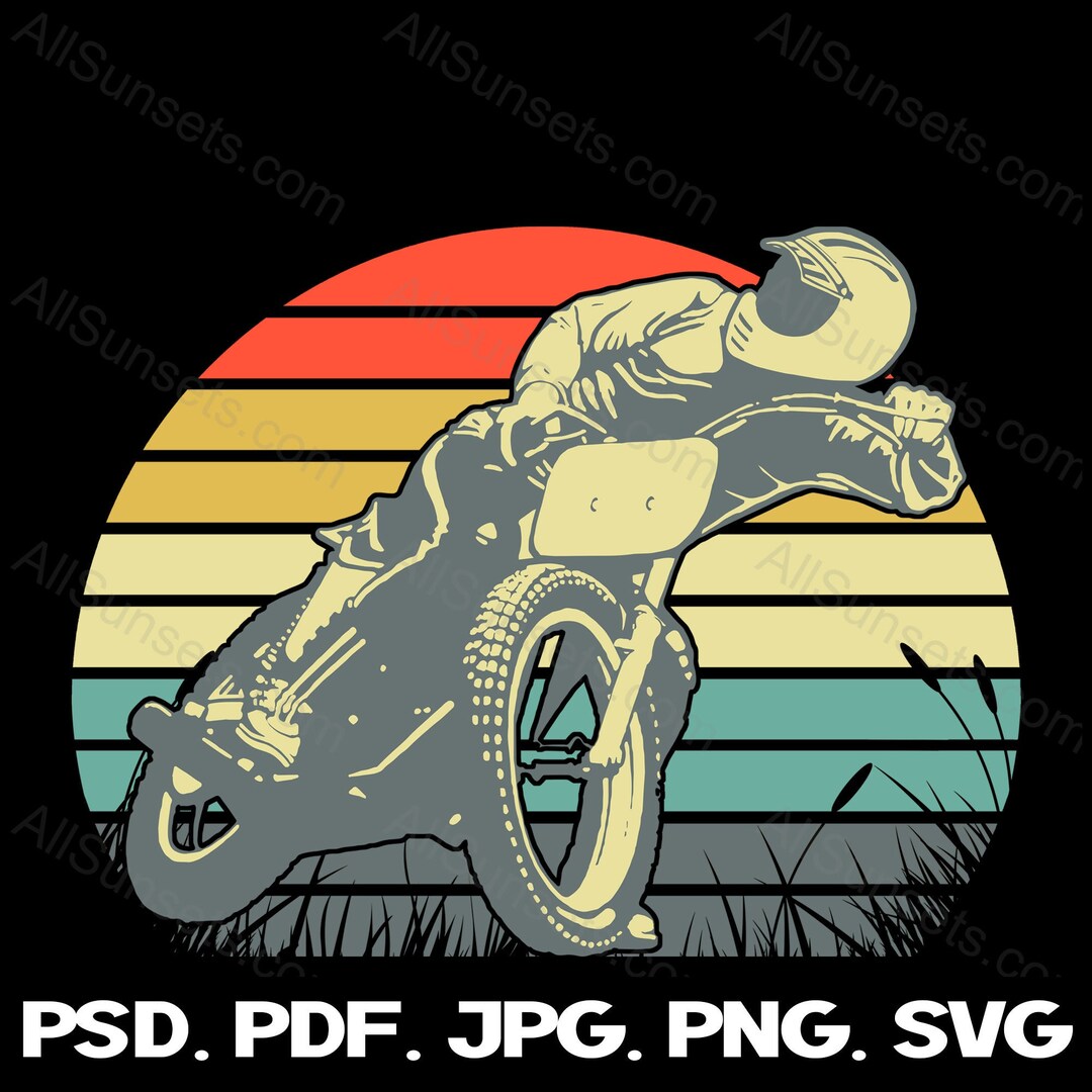 Motorcycle Racing Retro Sunset Svg Png Jpg Psd Pdf File Types Vector ...