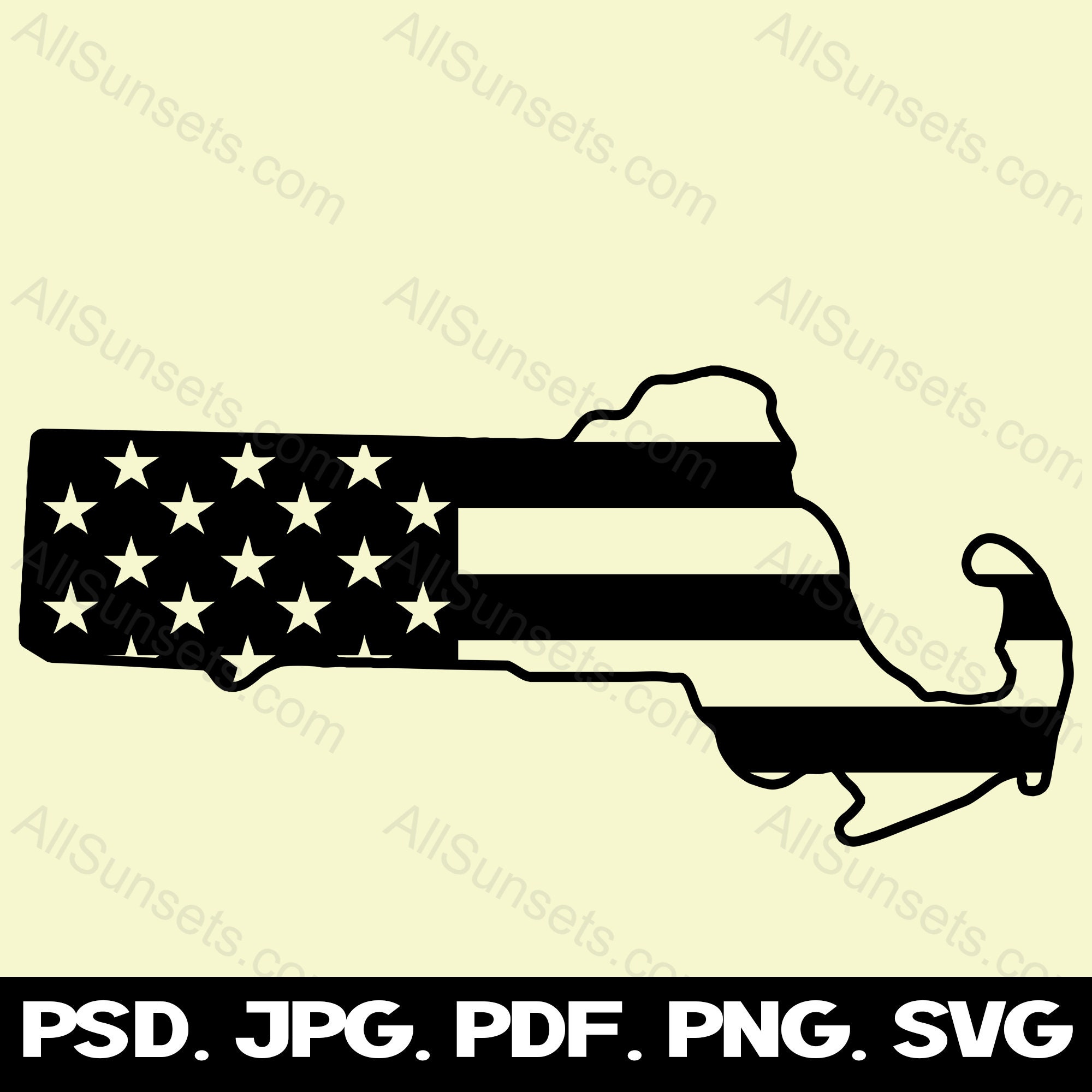 Massachusetts Shape American Flag Svg Png Jpg Psd Pdf File Types ...