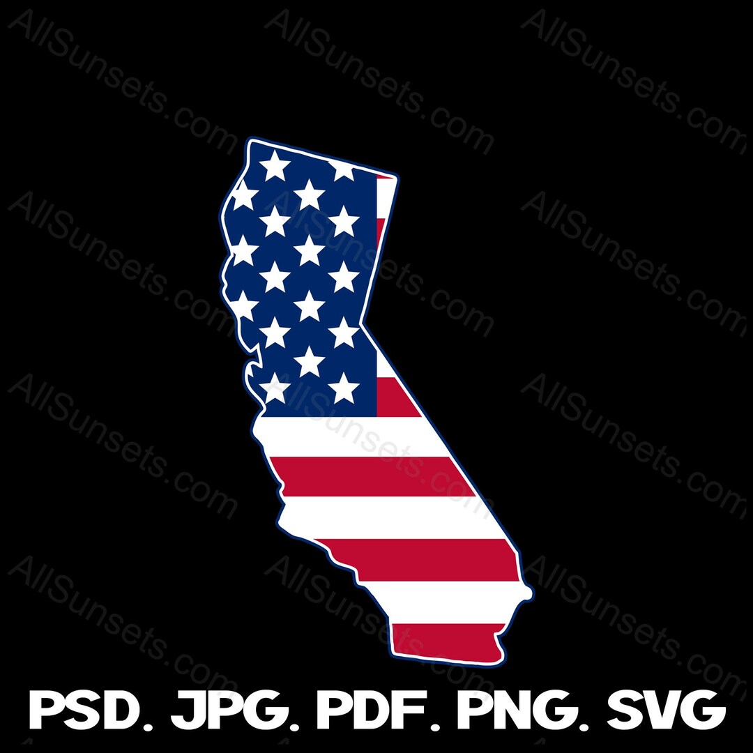 California State Shape American Flag Svg Png Jpg Pdf Psd File Types ...