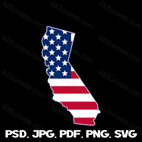 California State Shape American Flag Svg Png Jpg Pdf Psd File - Etsy