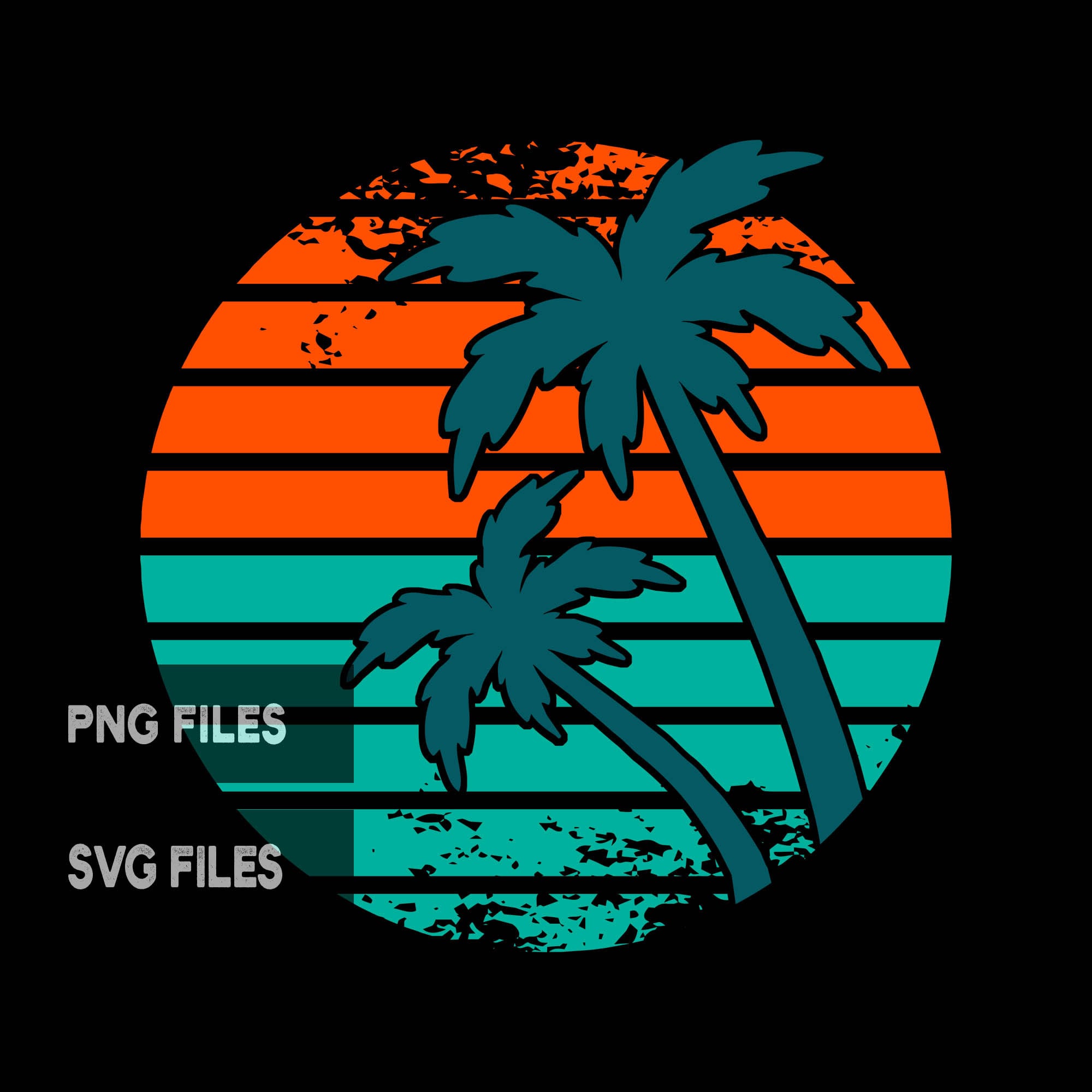 Tropical Palm Trees Retro Vintage Sunset Svg Png Jpg Psd Pdf - Etsy