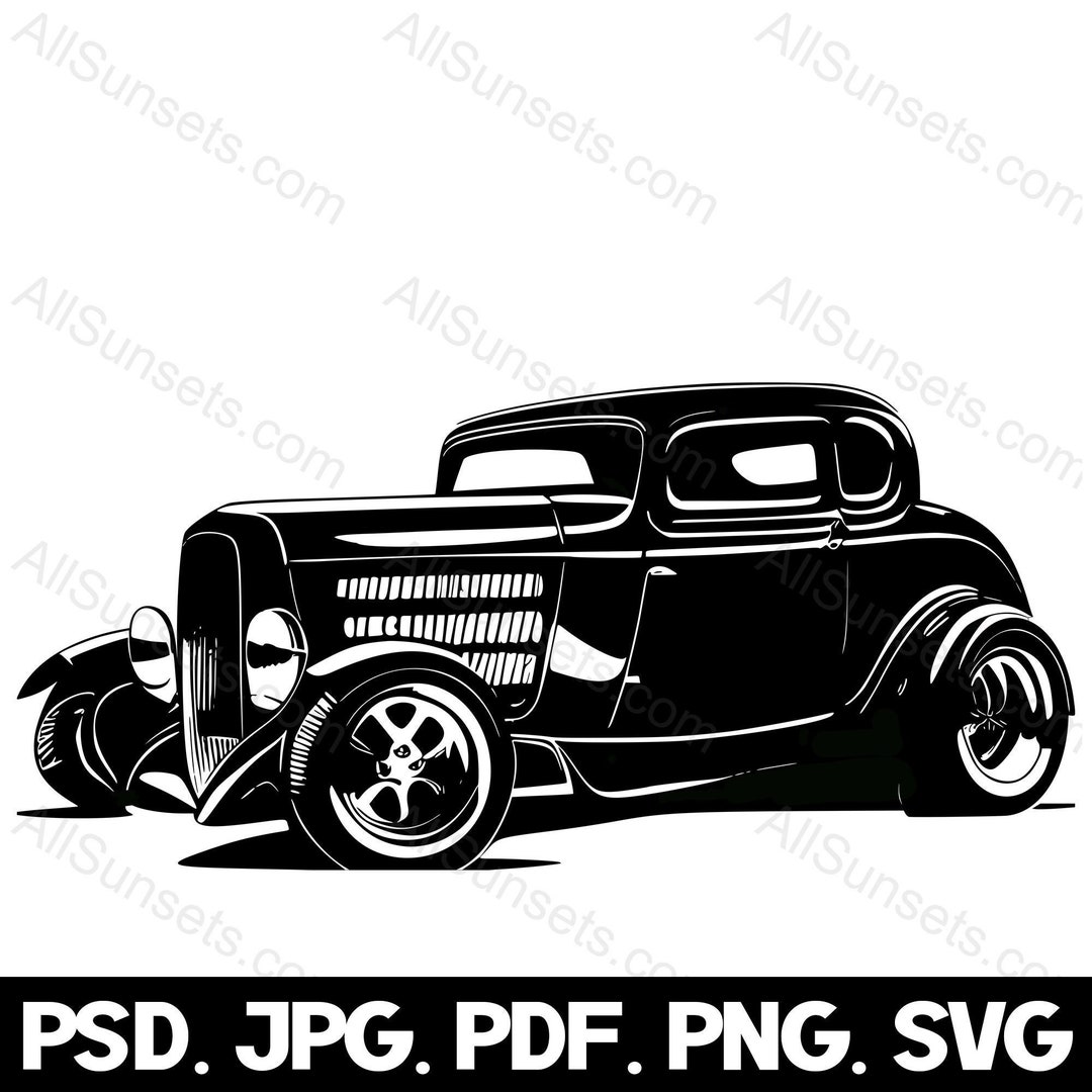 1940s Hot Rod Car Svg Png Psd Jpg Pdf File Types Vintage Antique ...