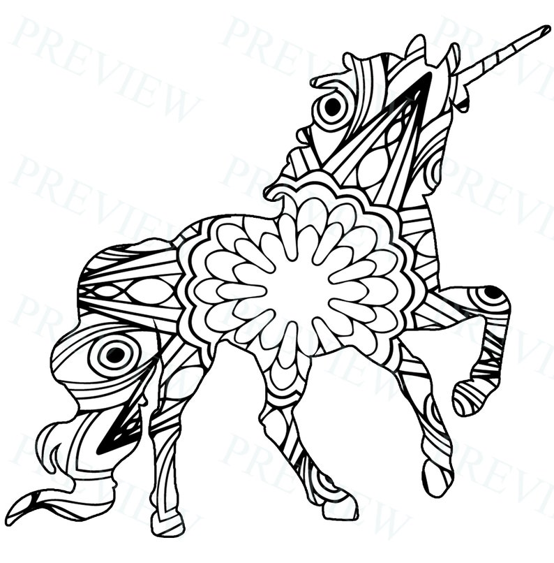 10 Mandala Unicorn Mandala Coloring Pages Commercial License - Etsy