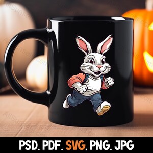Cute Bunny Rabbit Jogging Character Svg Png Pdf Psd Jpg File Types ...