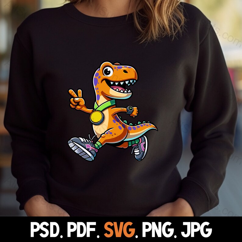 T-rex Dinosaur Jogging Svg Png Pdf Psd Jpg File Types Running Half ...