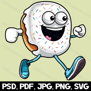 Frosted Donut Jogging Svg Png Pdf Psd Jpg File Types Exercise Doughnut ...