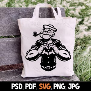 Popeye Making Heart Sign Silhouette Svg Png Jpg Pdf Psd | Fun Cartoon ...