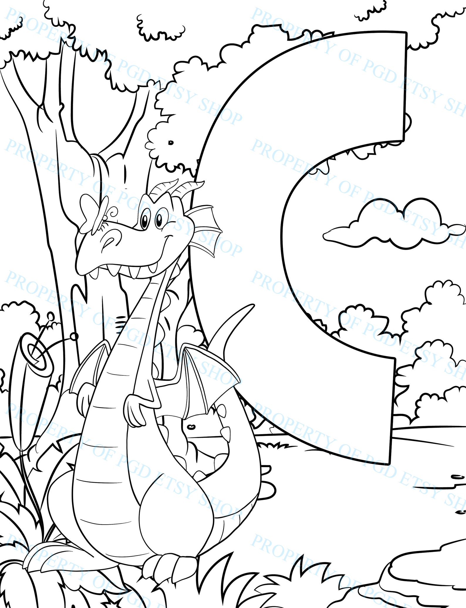 Dragons Alphabet Coloring Book for Toddlers A-Z Adorable Fire - Etsy
