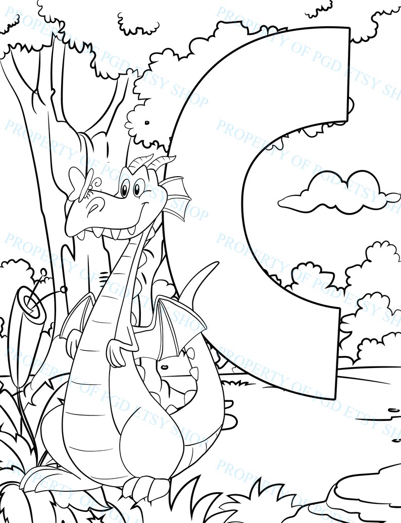 Dragons Alphabet Coloring Book for Toddlers A-Z Adorable Fire - Etsy