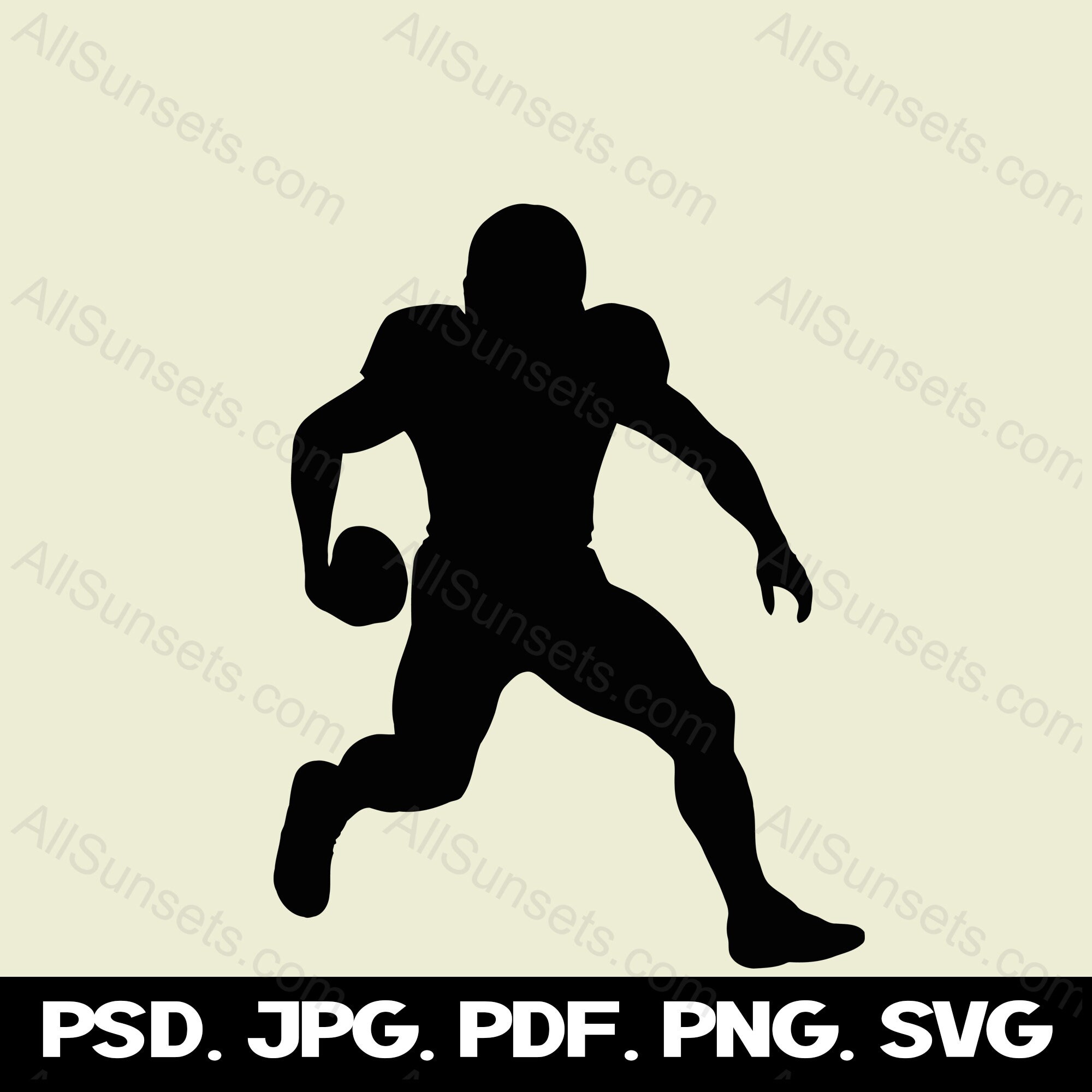 Football Player Man Black Silhouette SVG Person Vector Graphic - Etsy ...