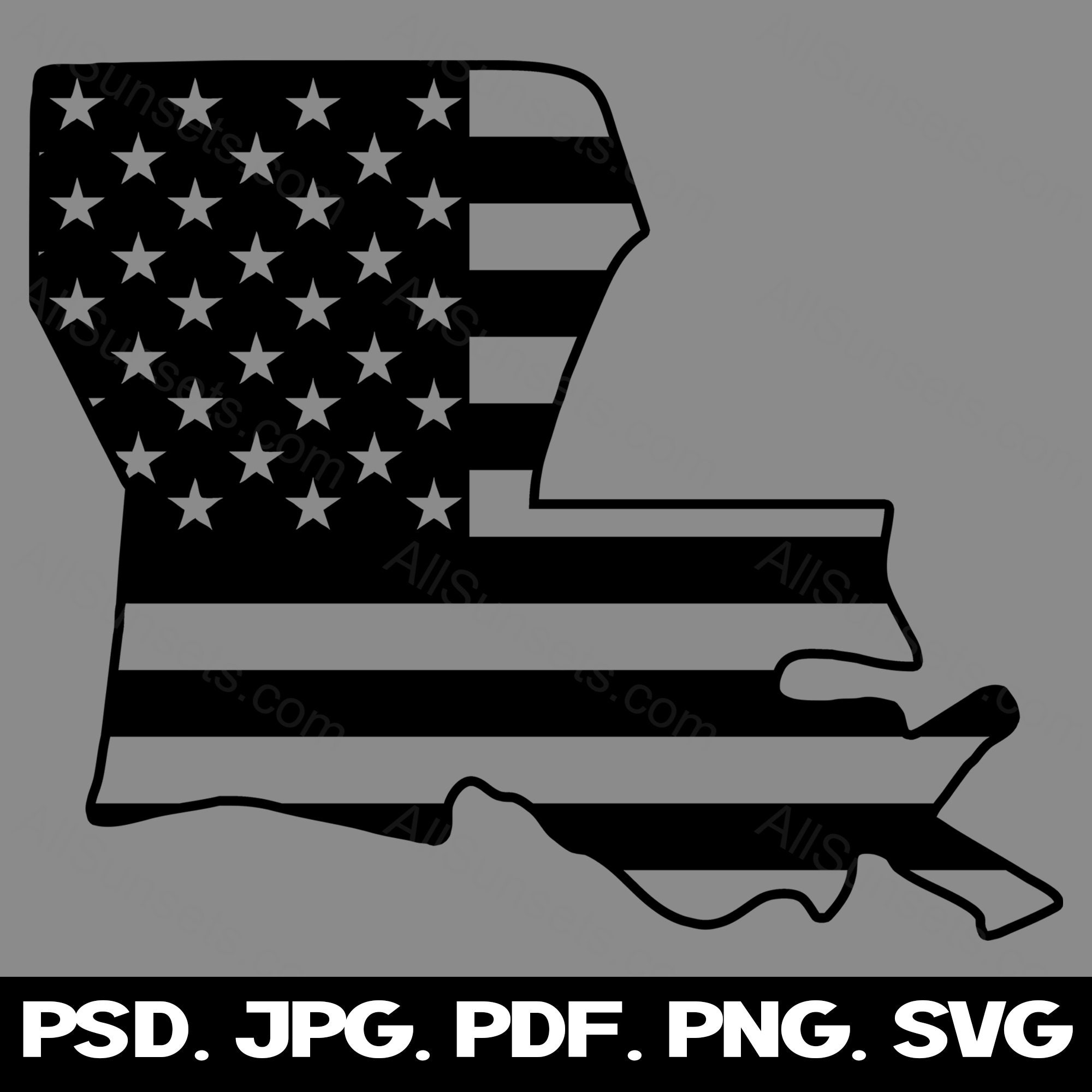 Louisiana State Shape American Flag Svg Png Jpg Psd Pdf File - Etsy