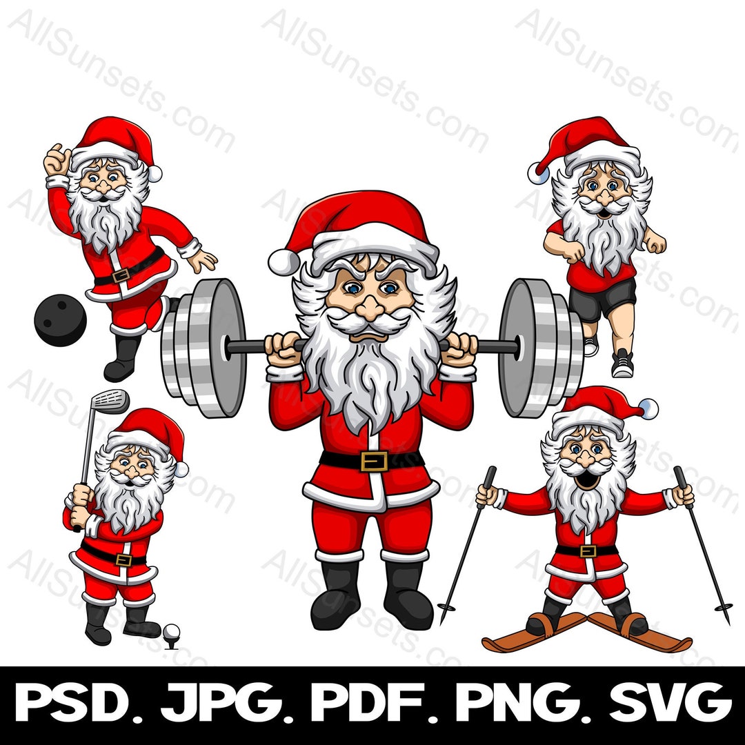 Santa Claus Sports Characters Svg Png Pdf Psd Jpg File Types Weights ...