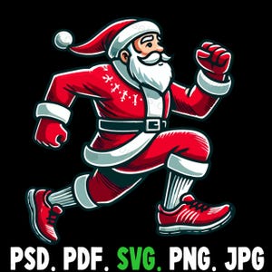 Santa Running Clipart Svg Png Jpg Pdf Psd File Types Christmas Holiday ...