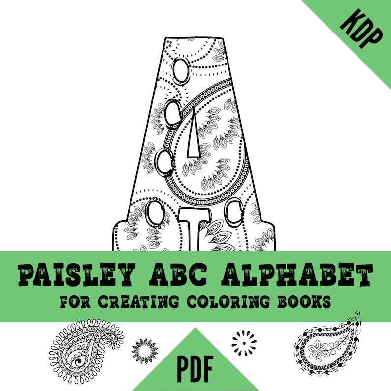 KDP Alphabet Paisley Coloring Pages Sheets PDF ABC Letters - Etsy