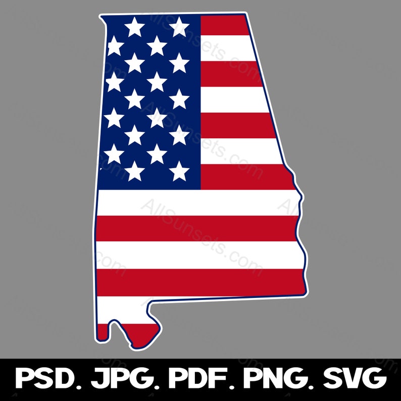 Alabama State Shape American Flag Svg Png Jpg Pdf Psd File - Etsy
