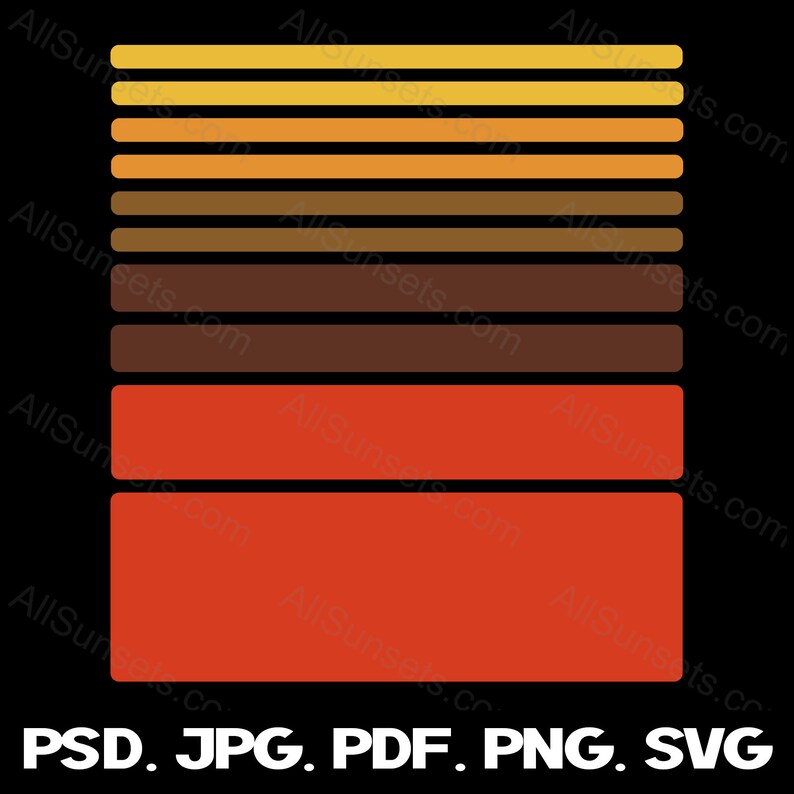 Retro Vintage Sunset Horizontal Stripes Svg Png Psd Pdf Jpg - Etsy