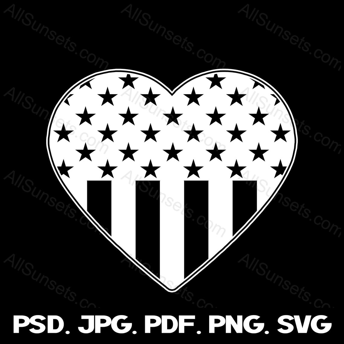 American Flag Heart Svg Png Psd Pdf Jpg File Types Single - Etsy