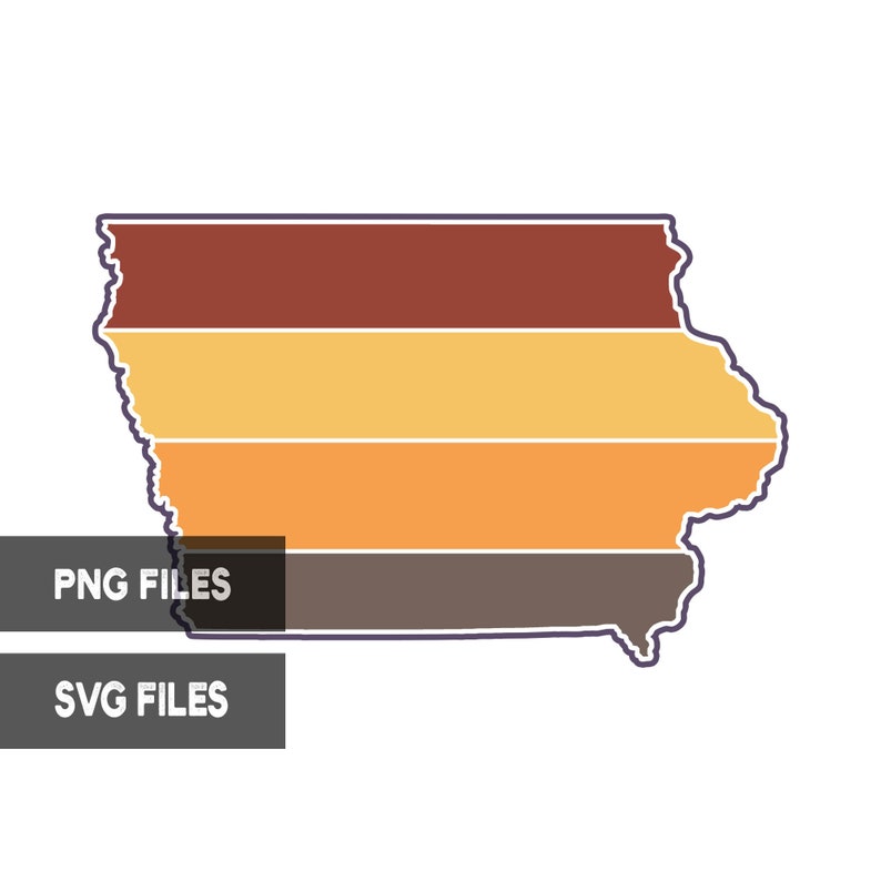 Iowa State Shape Retro Sunset SVG PNG File Types Iowa State Shape in 5 ...