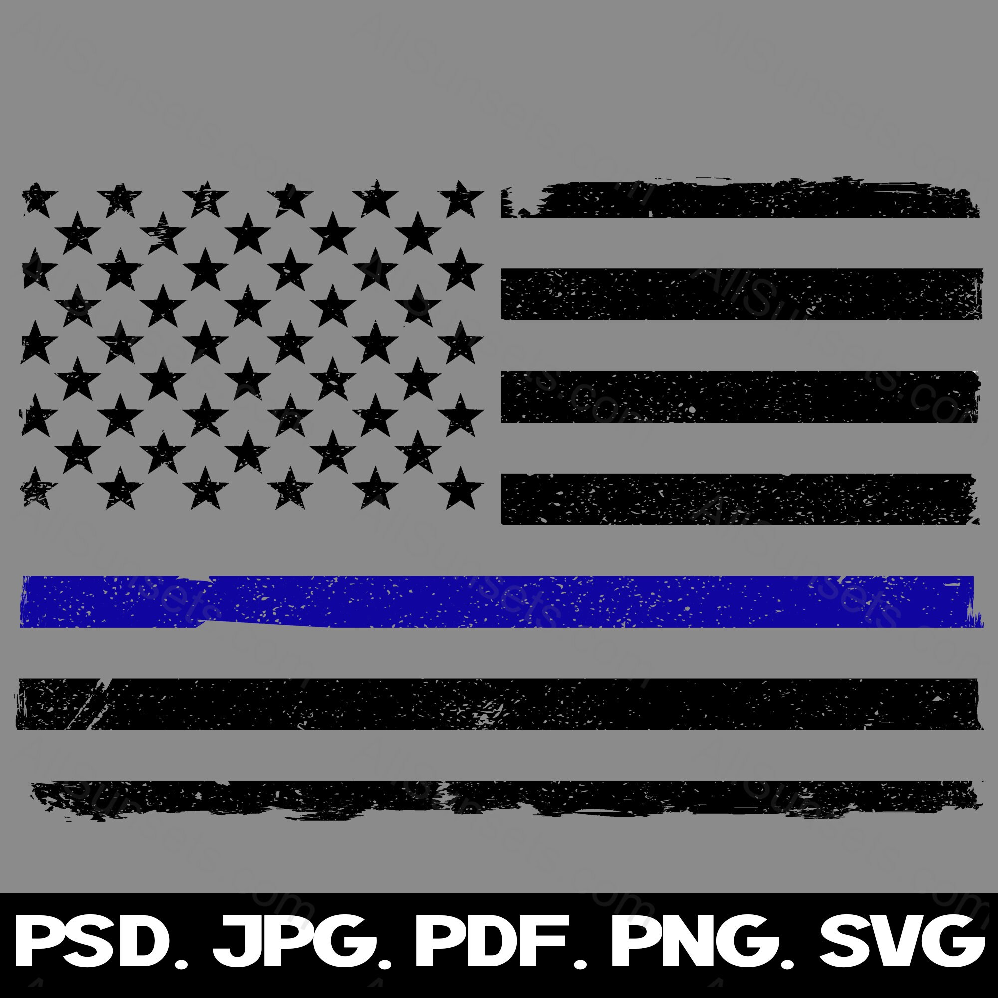 American Flag Thin Blue Line PNG and SVG Cut Files Clipart - Etsy