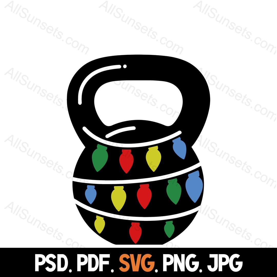 Christmas Lights Wrapped Kettlebell Silhouette Svg Png Pdf Psd Jpg ...