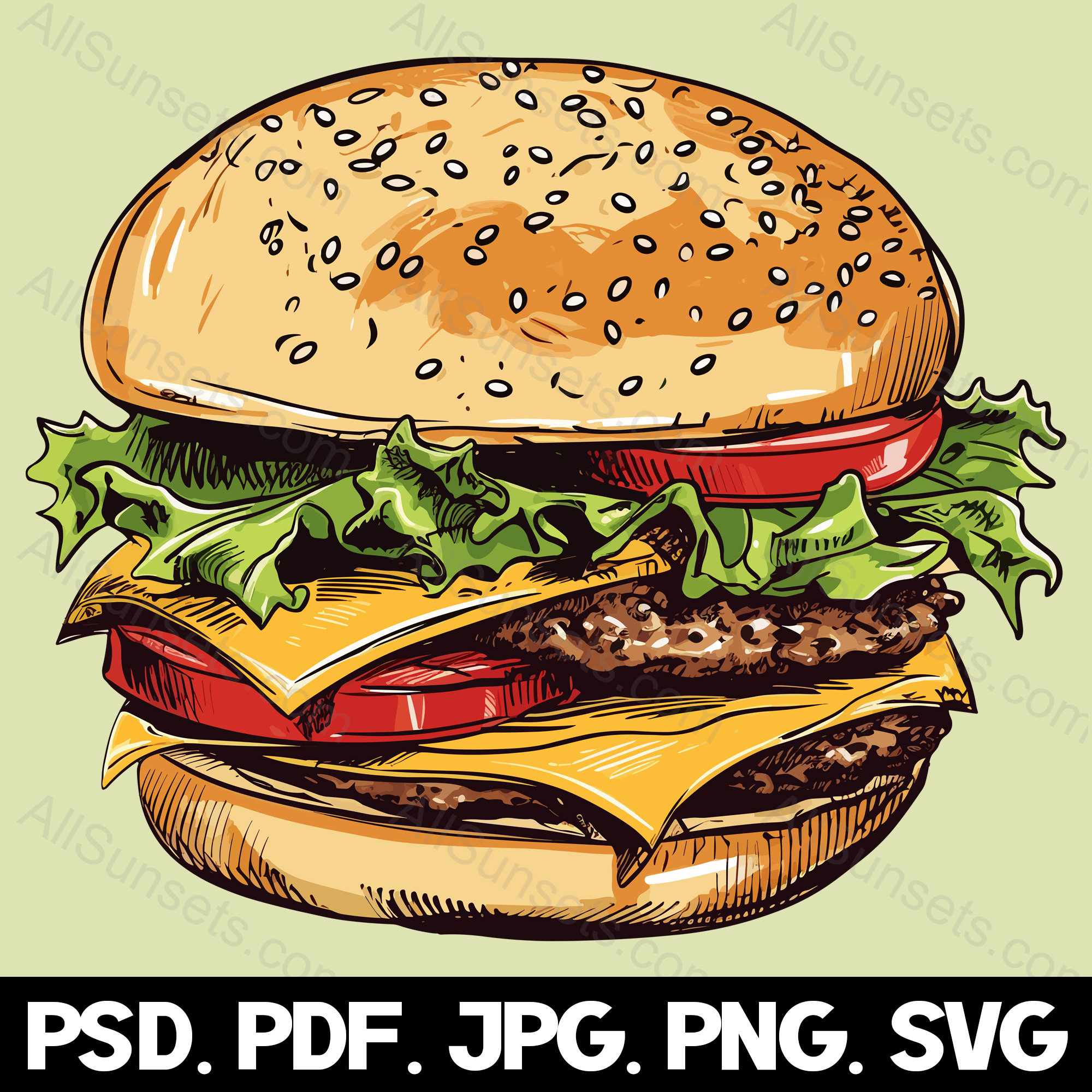 Cheeseburger Food Logo Svg Png Psd Jpg Pdf File Types Full - Etsy