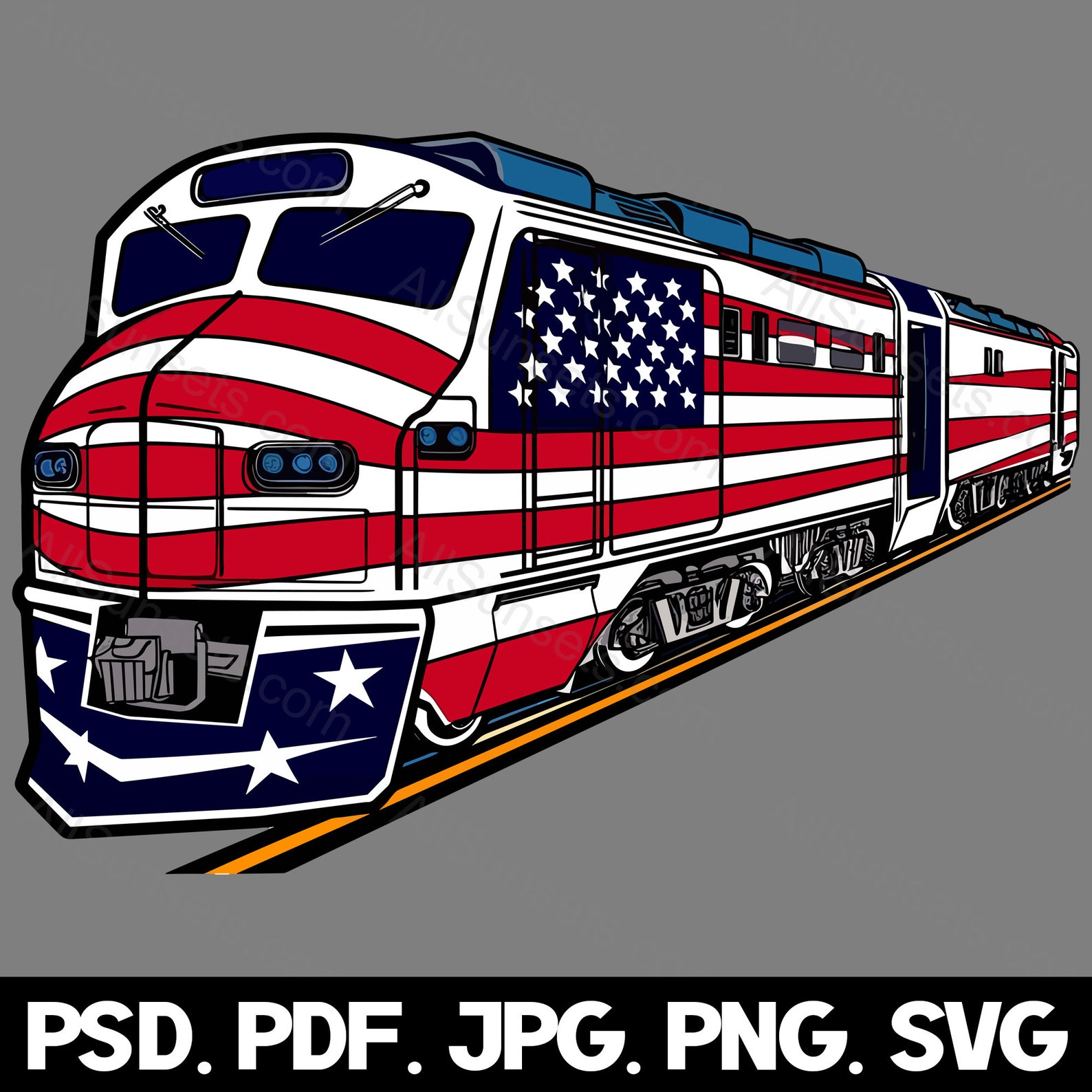 Train American Flag Svg Png Jpg Pdf Psd File Types Modern Patriotic ...
