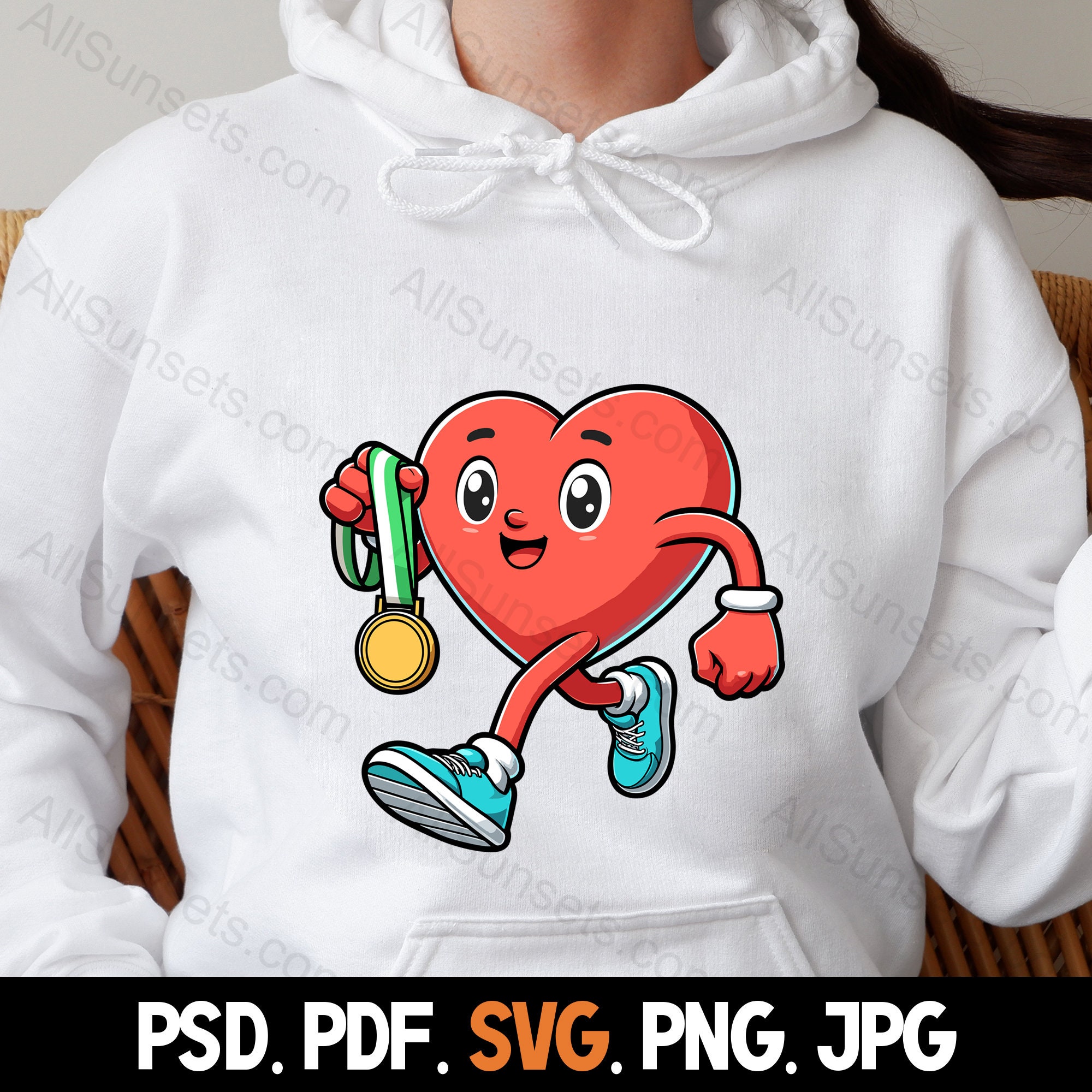 Heart Jogging Svg Png Pdf Psd Jpg File Types Valentines Day or Healthy ...