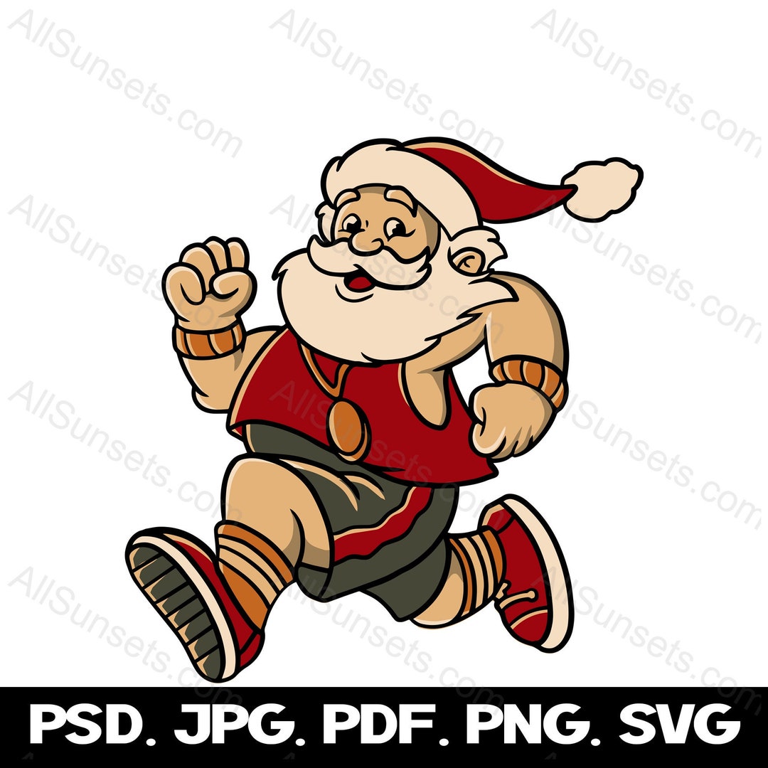 Santa Claus Running Svg Png Pdf Psd Jpg File Types Christmas - Etsy