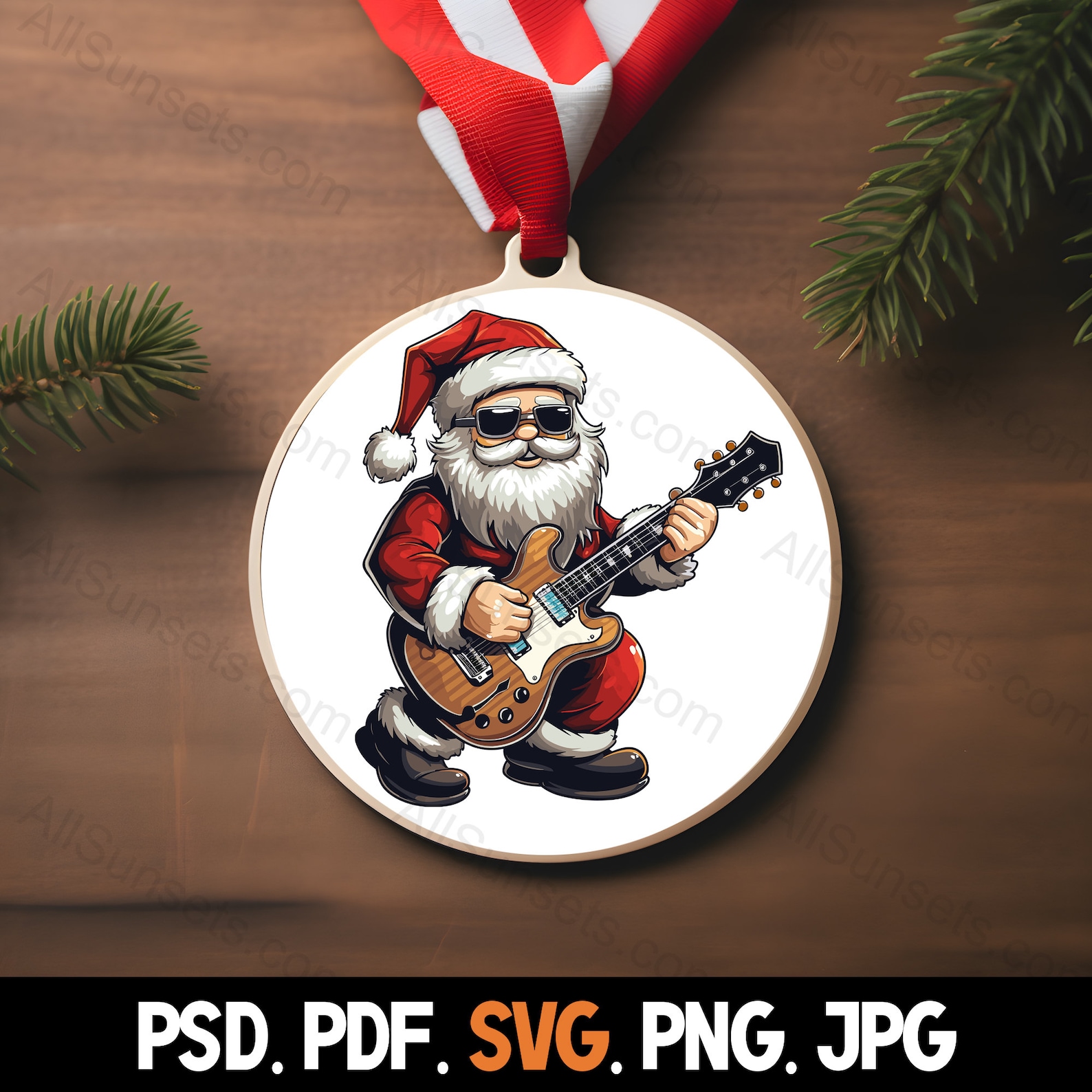 Santa Claus Playing Guitar Svg Png Pdf Psd Jpg File Types Christmas ...