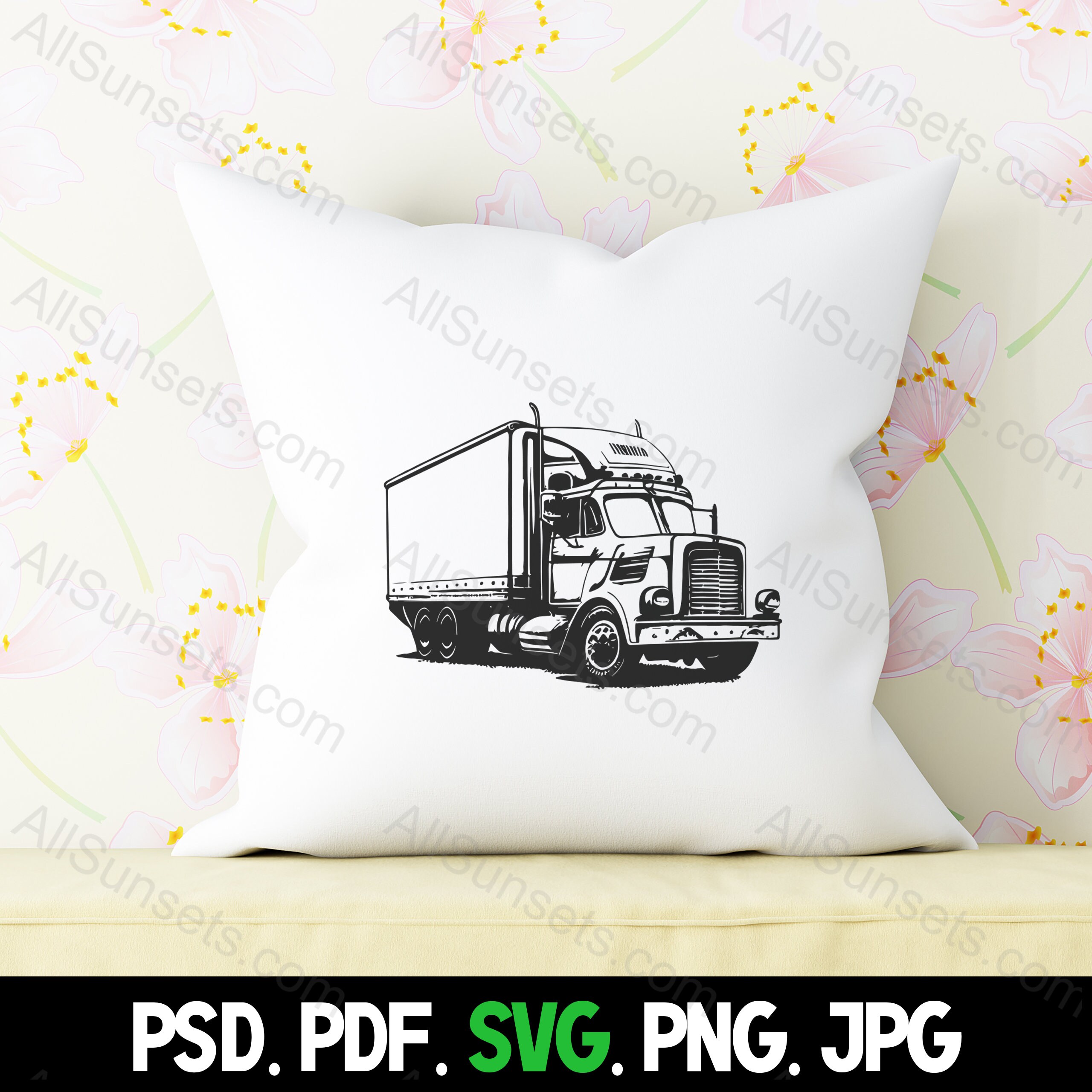 Cargo Box Truck Svg Png Jpg Psd Pdf File Types Semi Moving Van Cube ...