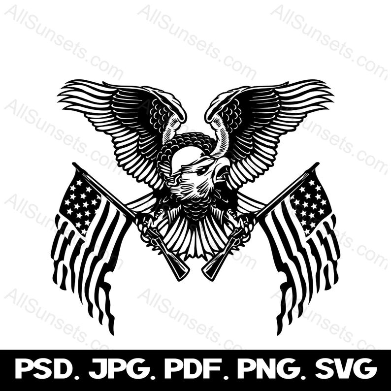 Eagle American Flags on Rifles Svg Png Pdf Psd Jpg Vector File - Etsy