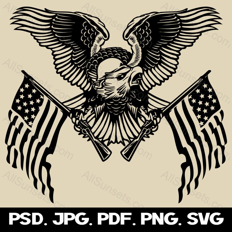 Eagle American Flags on Rifles Svg Png Pdf Psd Jpg Vector File - Etsy