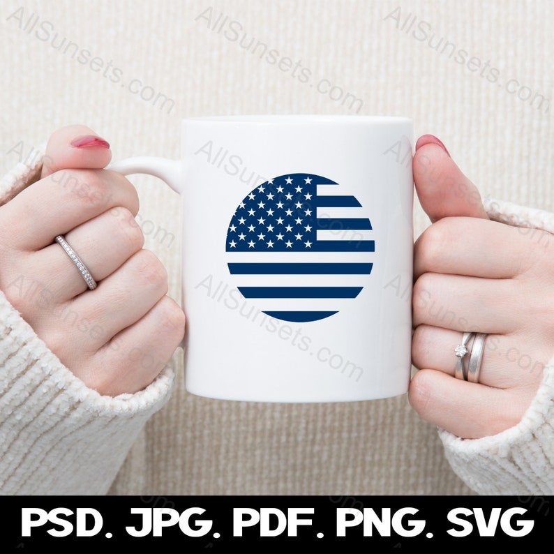 Blue Circle American Flag in SVG Pdf PNG Psd Jpg File Format 300 DPI ...