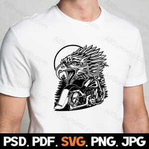 Motorcycle Eagle SVG Forest Sunset Vector Graphics Clipart Svg Png Psd ...