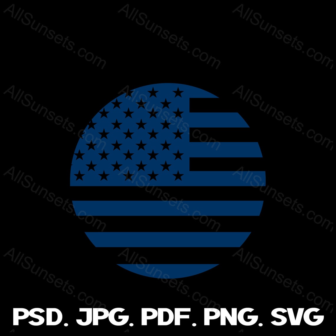 Blue Circle American Flag in SVG Pdf PNG Psd Jpg File Format 300 DPI ...