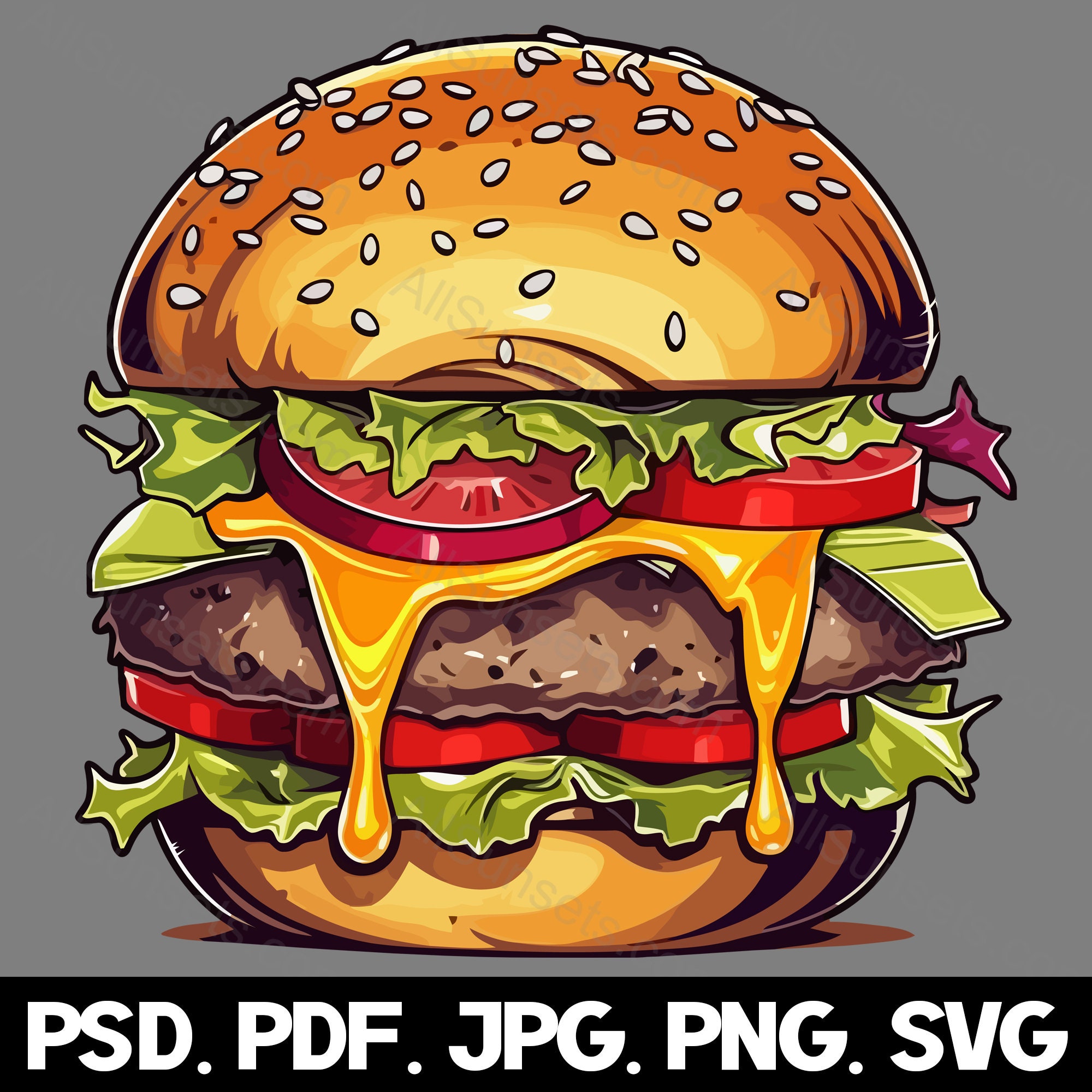 Cheeseburger Sandwich Svg Png Psd Jpg Pdf File Types Full - Etsy Australia