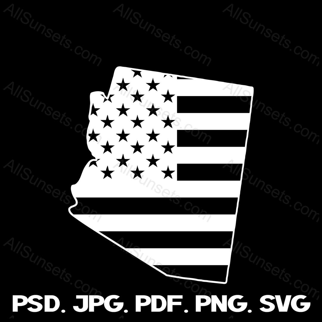 Arizona State Shape American Flag PNG SVG Patriotic Clipart USA State ...