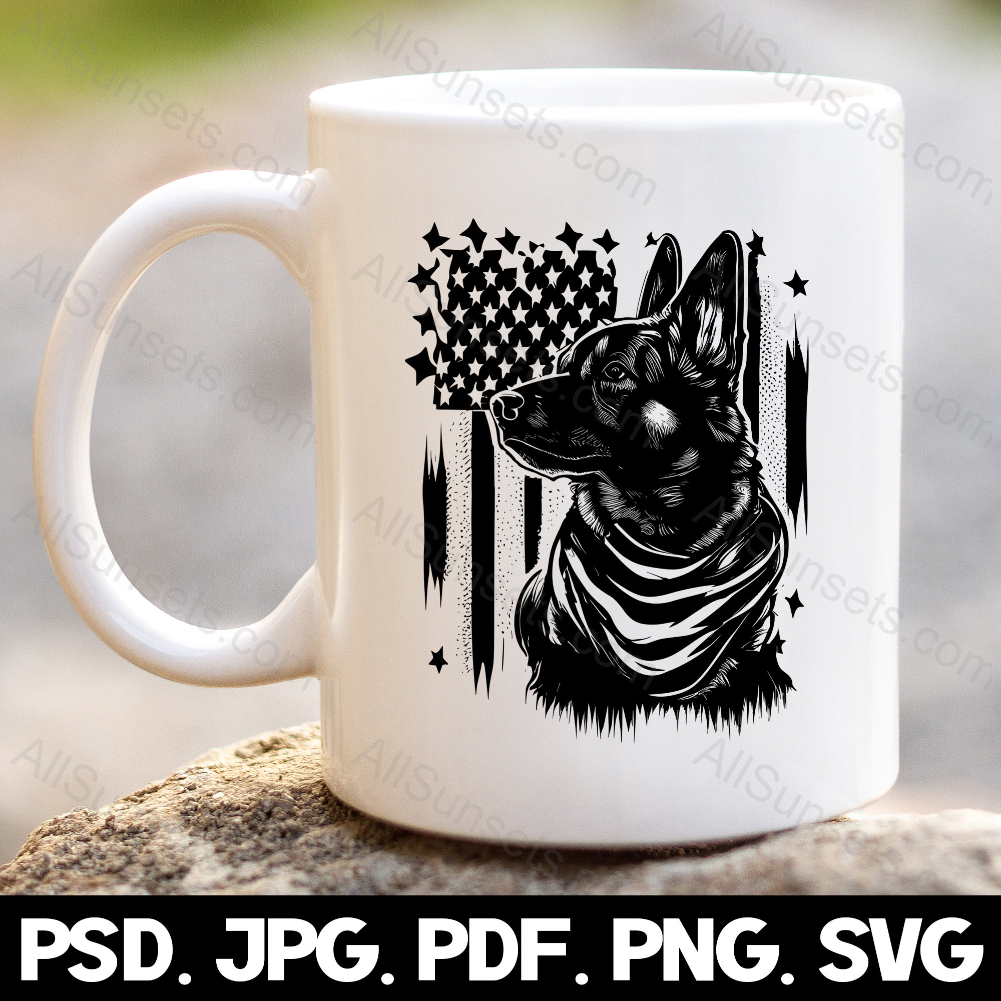German Shepherd American Flag Svg Png Jpg Pdf Psd File Types USA Themed ...