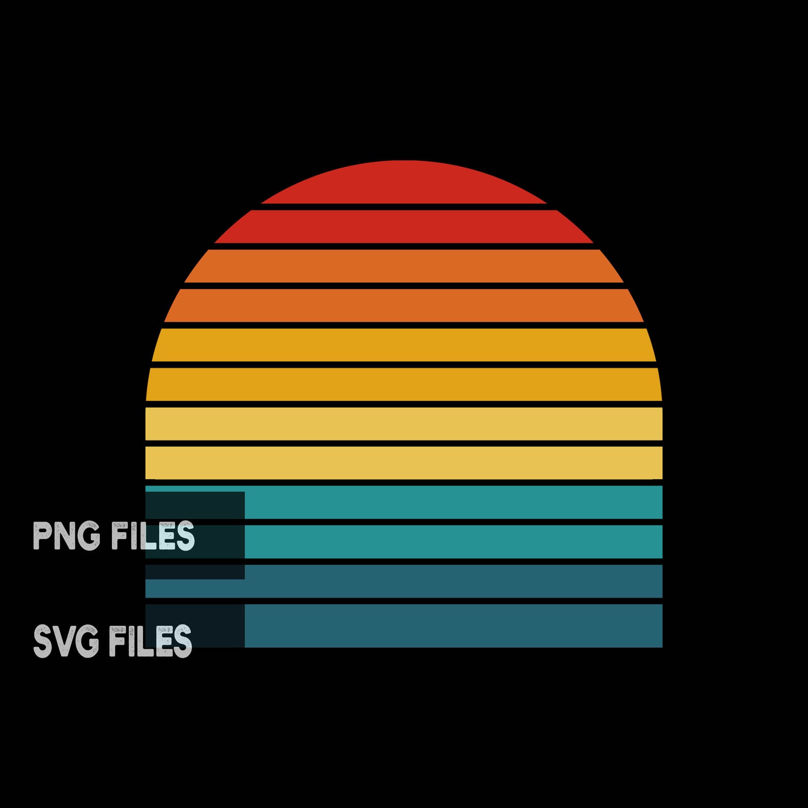 Retro Vintage Sunset PNG PSD SVG Pdf Jpg Files Clipart Sun 6 - Etsy
