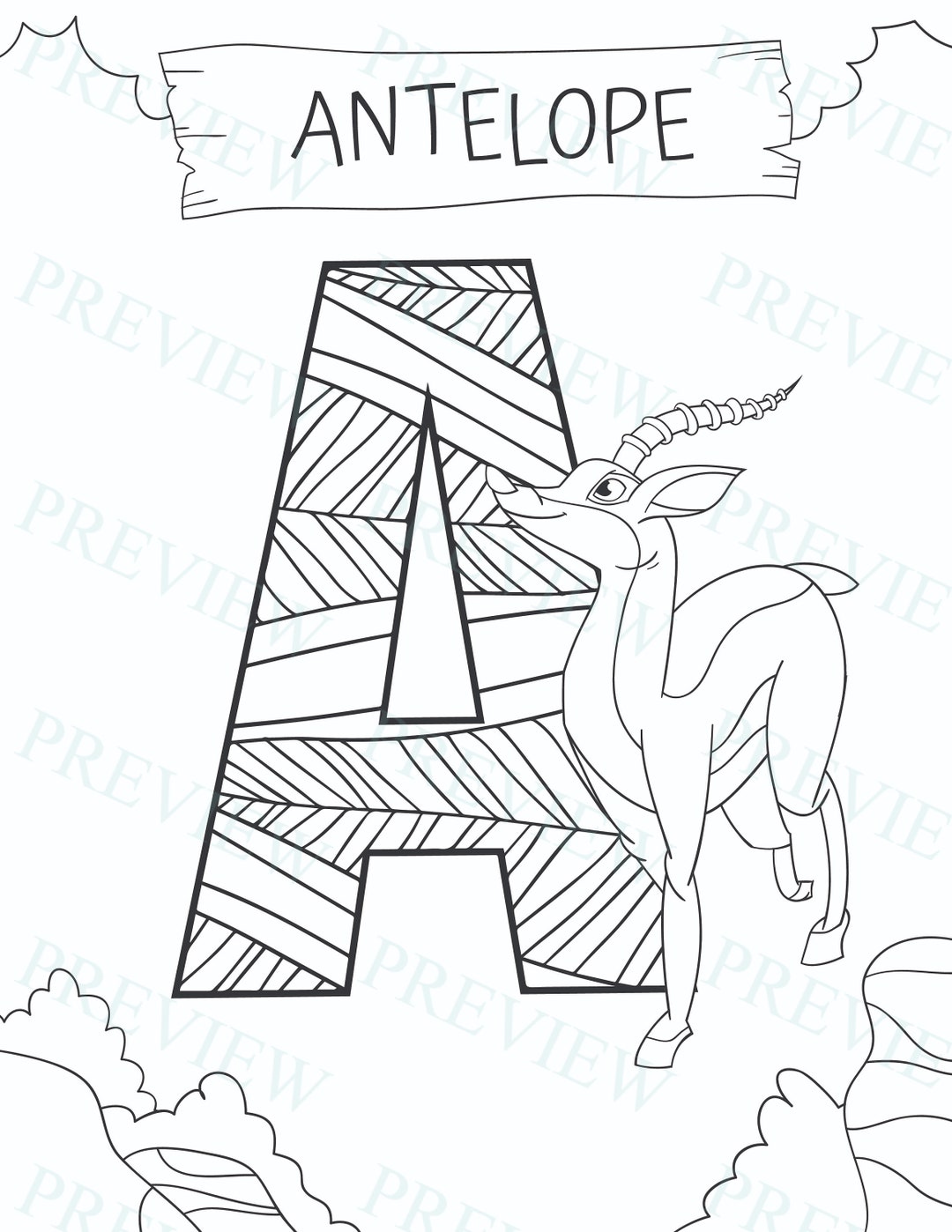 26 Animal Coloring Pages Alphabet Sheets PDF Wildlife Letters With ...