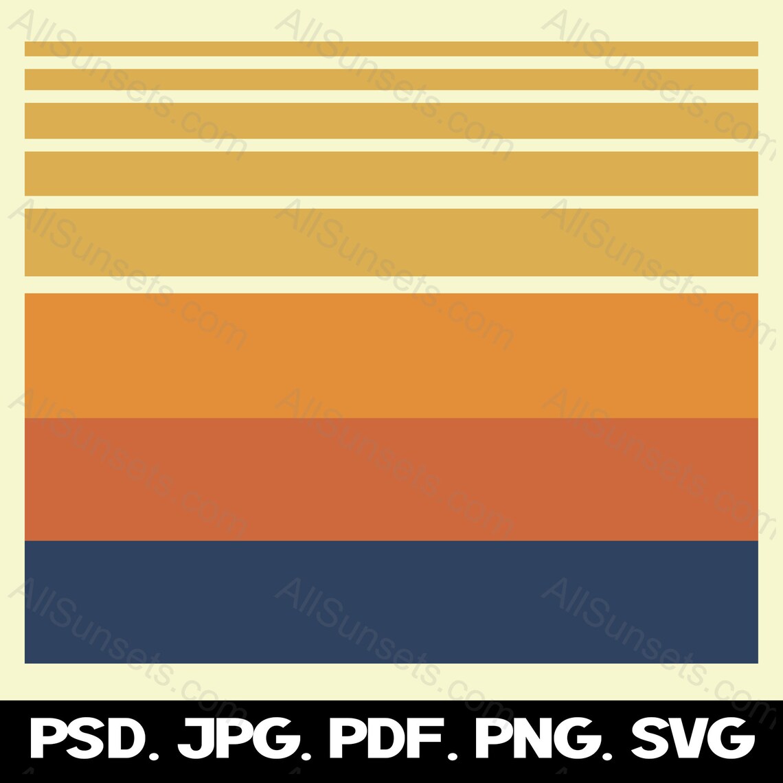 Rectangle Retro Vintage Sunset Stripes PNG Clip Art Sun Instant ...