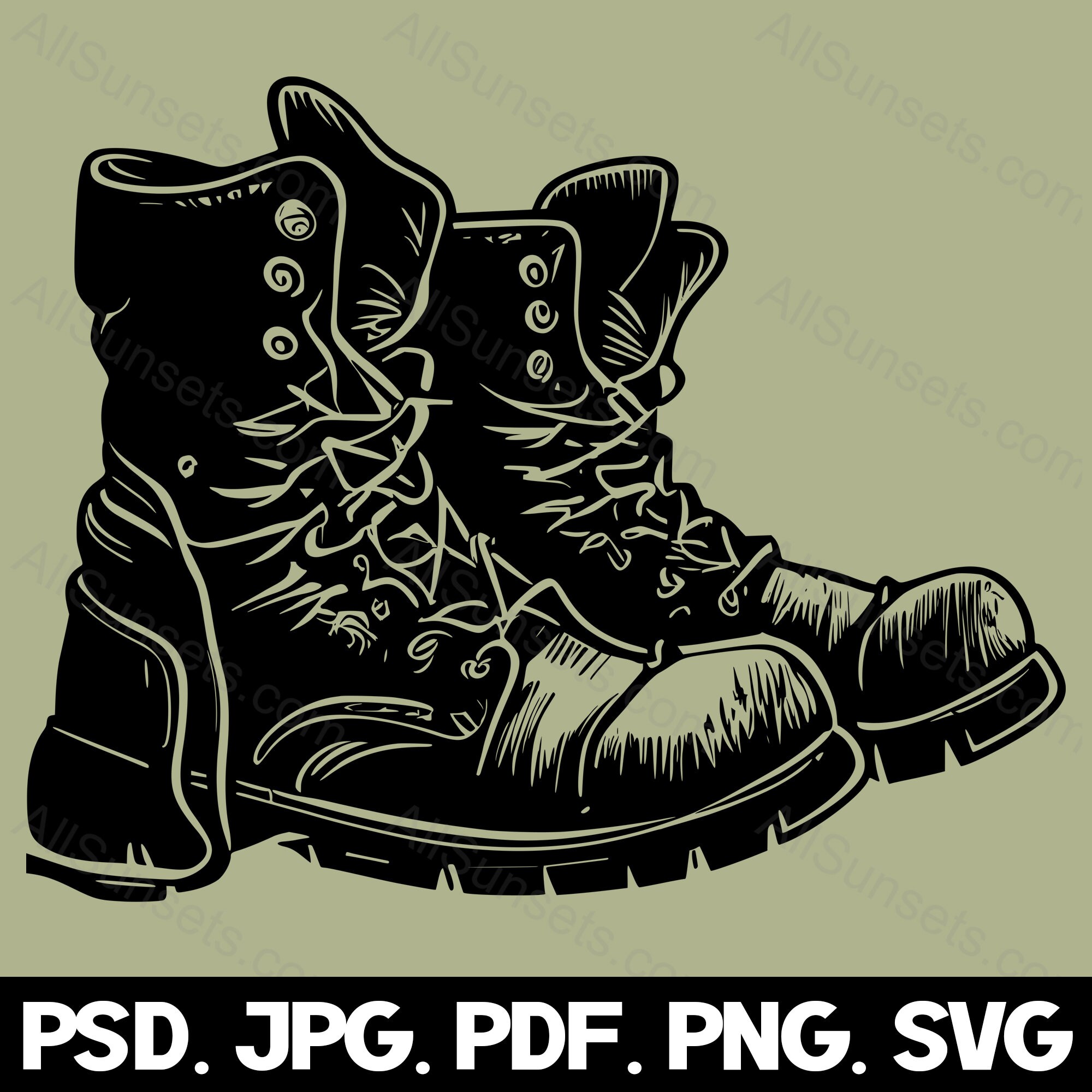 Pair of Work Boots Svg Png Jpg Psd Pdf File Types Soldier - Etsy