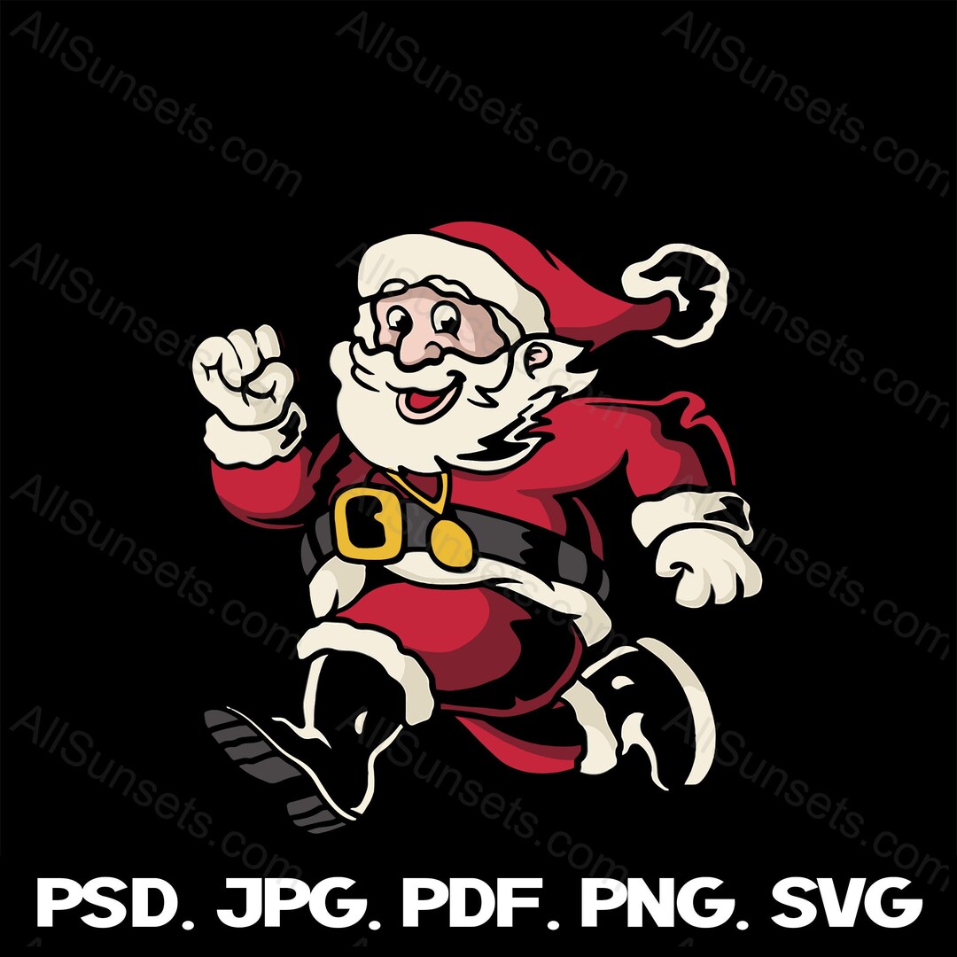 Santa Claus Running Svg Png Pdf Psd Jpg File Types Christmas Walker ...