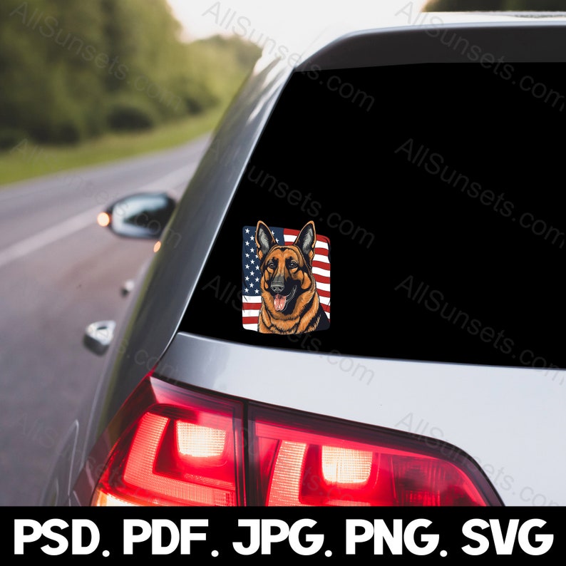 German Shepherd American Flag Svg Png Jpg Pdf Psd File Types USA Themed ...