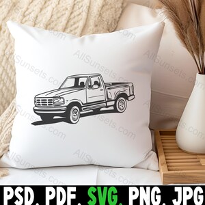 Pickup Truck Stepside SVG 1990s 90's Square Body Vehicle Vector Graphic ...