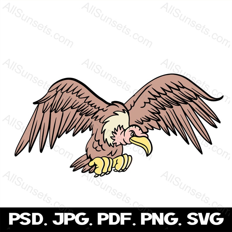 Flying Vulture Svg Png Pdf Psd Jpg File Formats Turkey Buzzard - Etsy